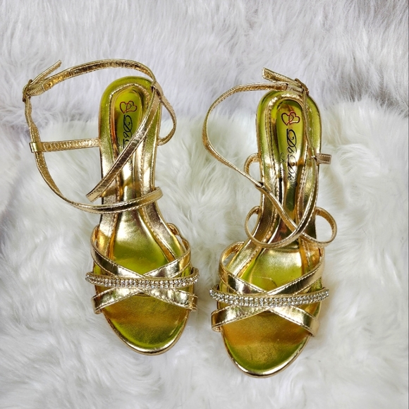 DbDk Fashion | Shoes | Gold Heels With Rhinestone Accents | Poshmark
